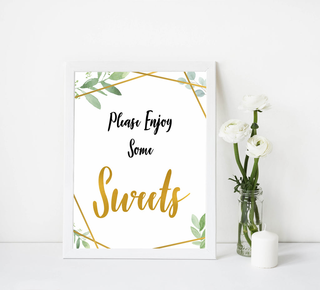 Sweets Sign - Gold Geometric Printable Baby Shower Signs ...
