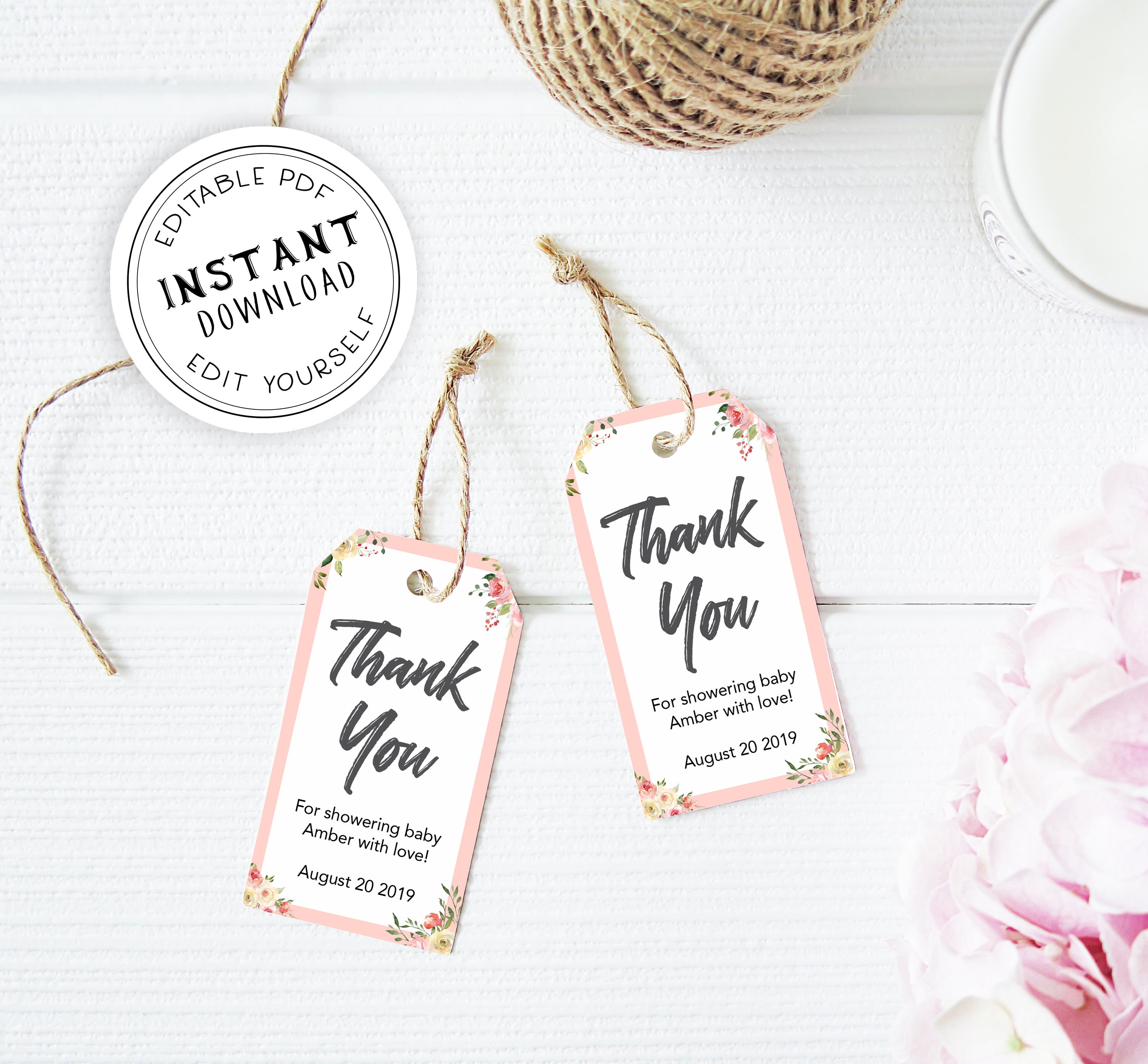 Baby Thank You Tags - Spring Floral Printable Baby Decor ...