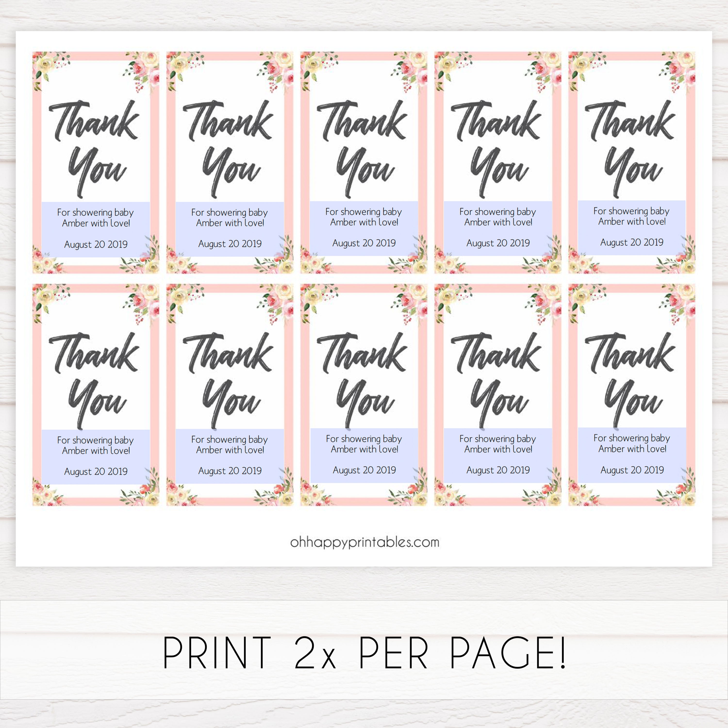 Baby Thank You Tags - Spring Floral Printable Baby Decor ...