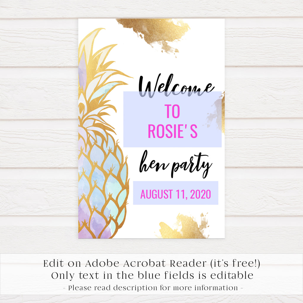Editable Hen Party Welcome Sign | Printable Hen Party Decor ...