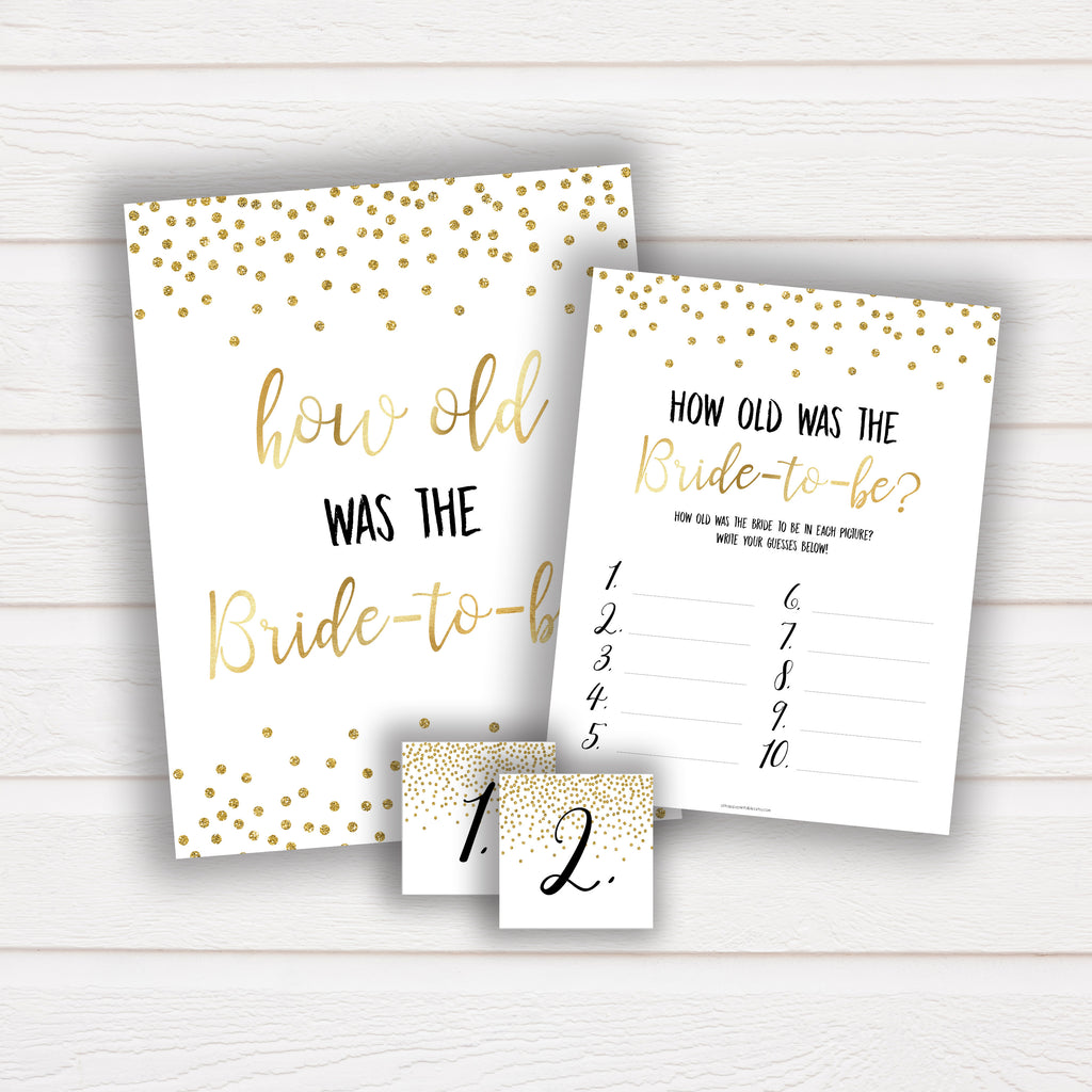 How Old was the Bride Game | Shop Printable Bridal Shower Games ...