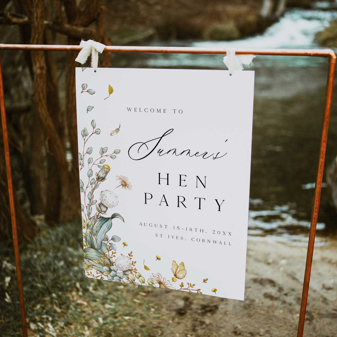 Hen Weekend Welcome Sign - Whimsical Floral Bridal Shower ...