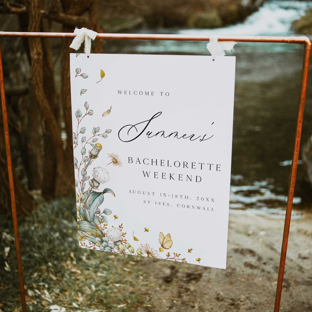 Bachelorette Weekend Welcome Sign - Whimsical Floral Bridal Shower ...