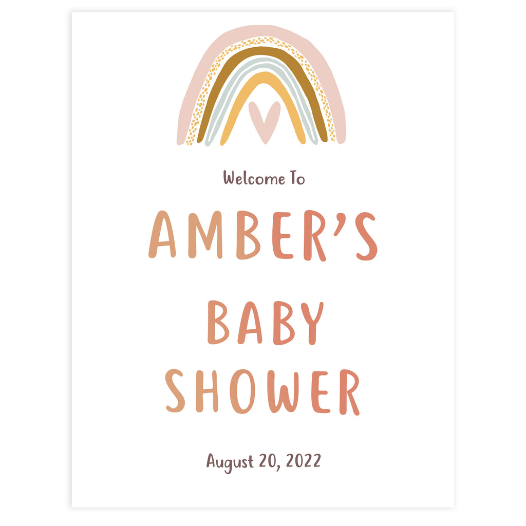 Baby Shower Welcome Sign - Boho Rainbow Printable Baby Shower Decor ...
