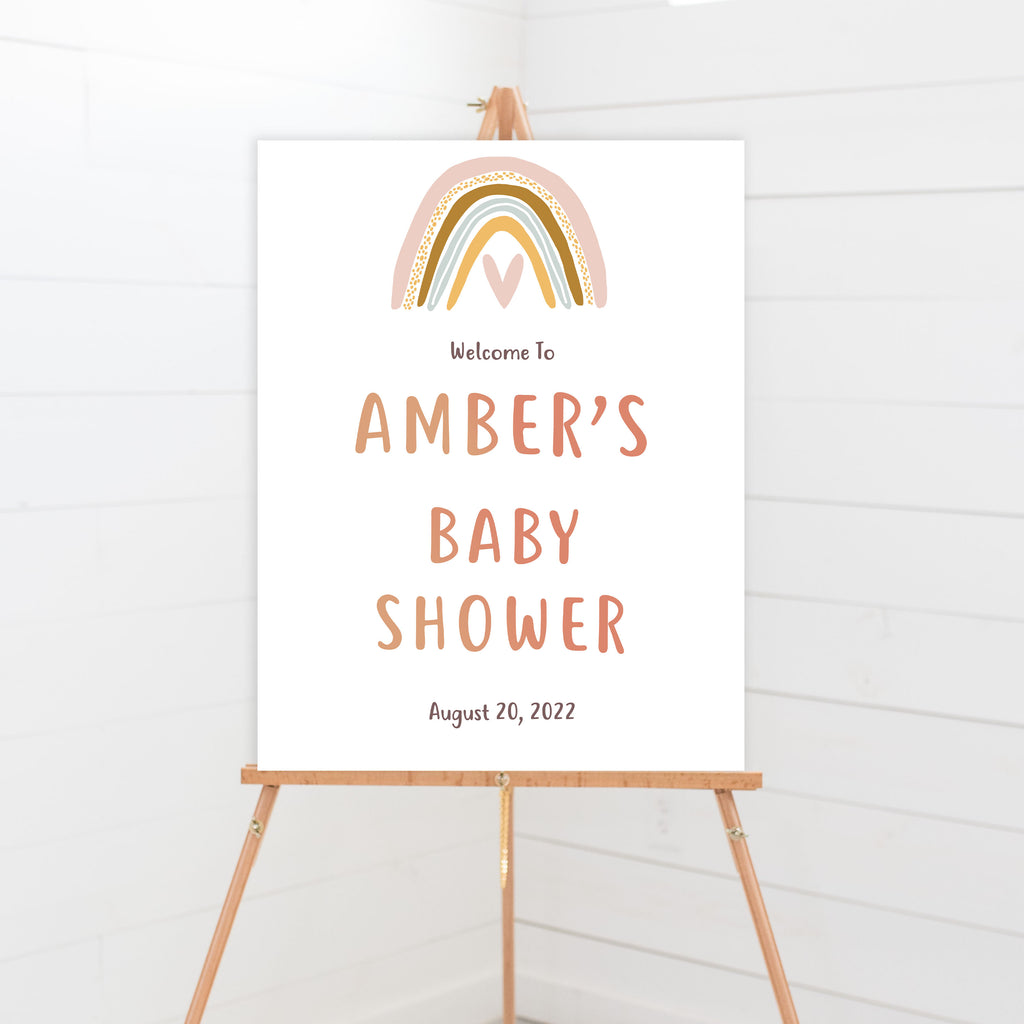 Baby Shower Welcome Sign - Boho Rainbow Printable Baby Shower Decor ...