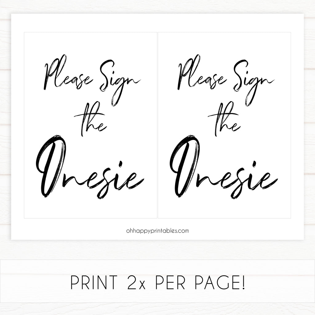 Sign The Onesie - White Gender Neutral Printable Baby Games ...