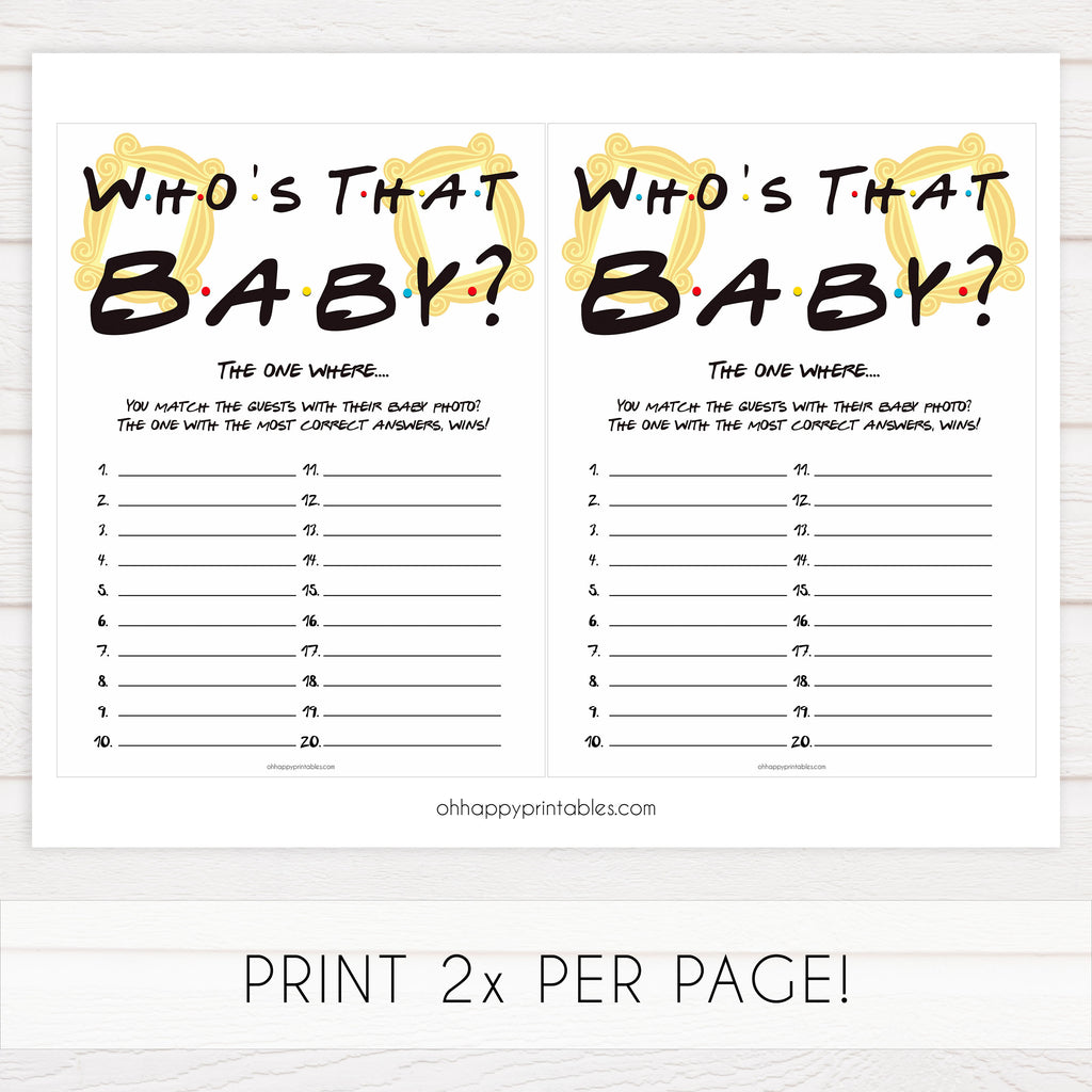 Who's That Baby - Printable Friends Baby Shower Games – OhHappyPrintables