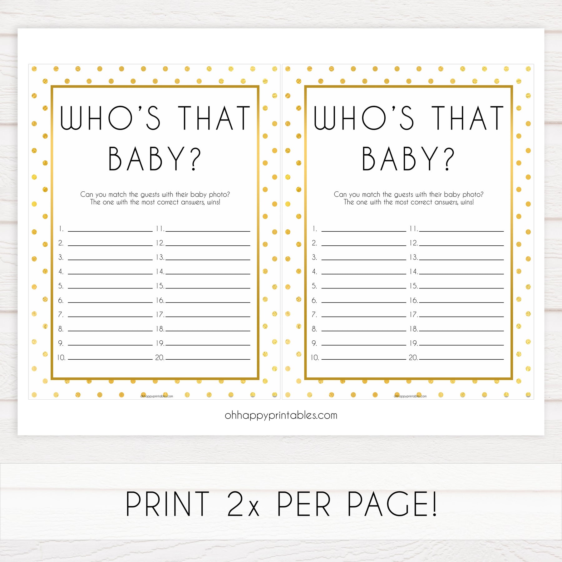 Who's That Baby - Printable Gold Dots Baby Games – OhHappyPrintables