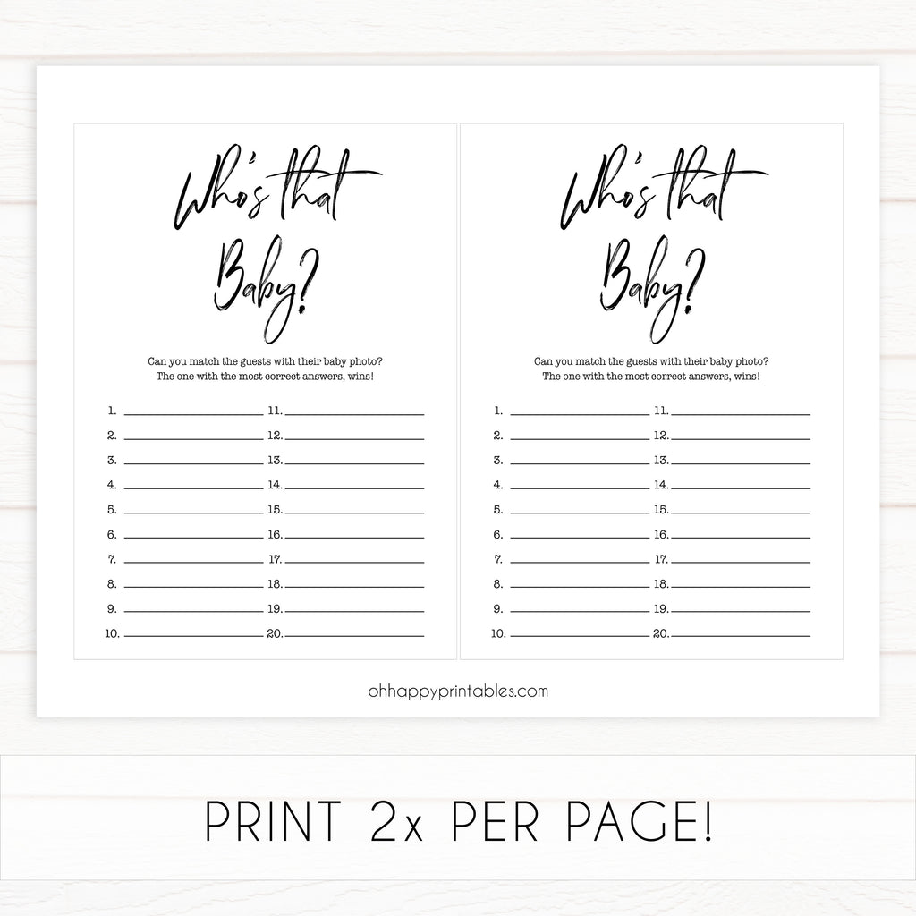 Who's That Baby - Printable White Gender Neutral Baby Games ...