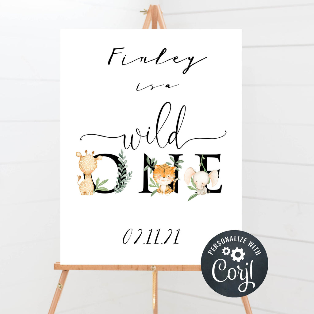 EDITABLE Wild One Welcome Sign - Wild One – OhHappyPrintables