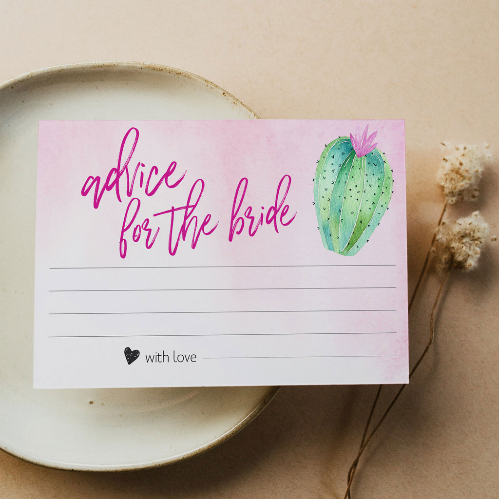 Advice for the Bride Cards | Printable Fiesta Bridal Shower Games ...