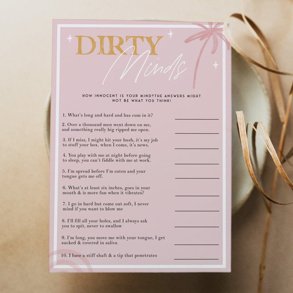 EDITABLE Dirty Minds Game - Palm Springs Bachelorette Games ...