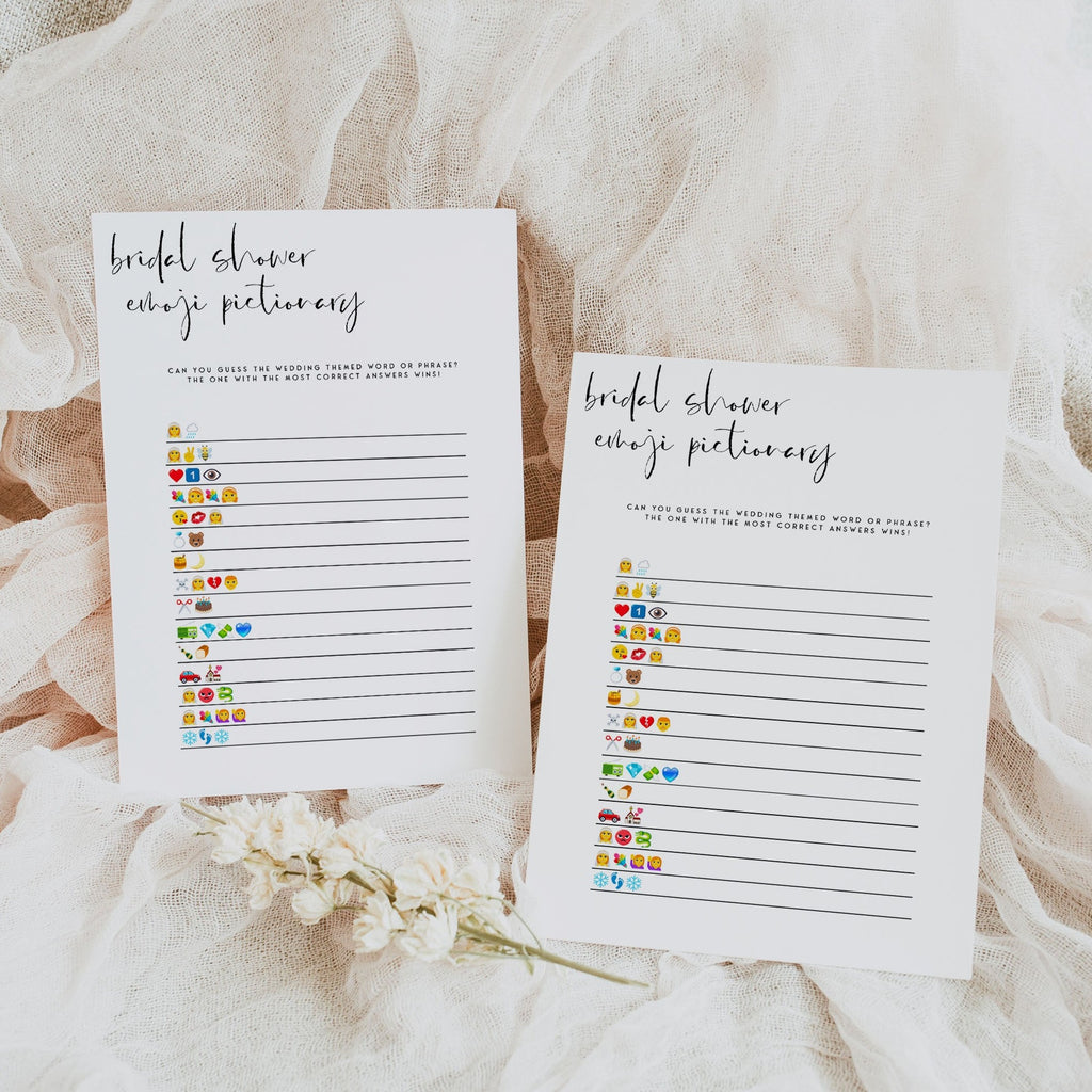EDITABLE Bridal Emoji Pictionary Game - Modern Bridal Shower Games ...