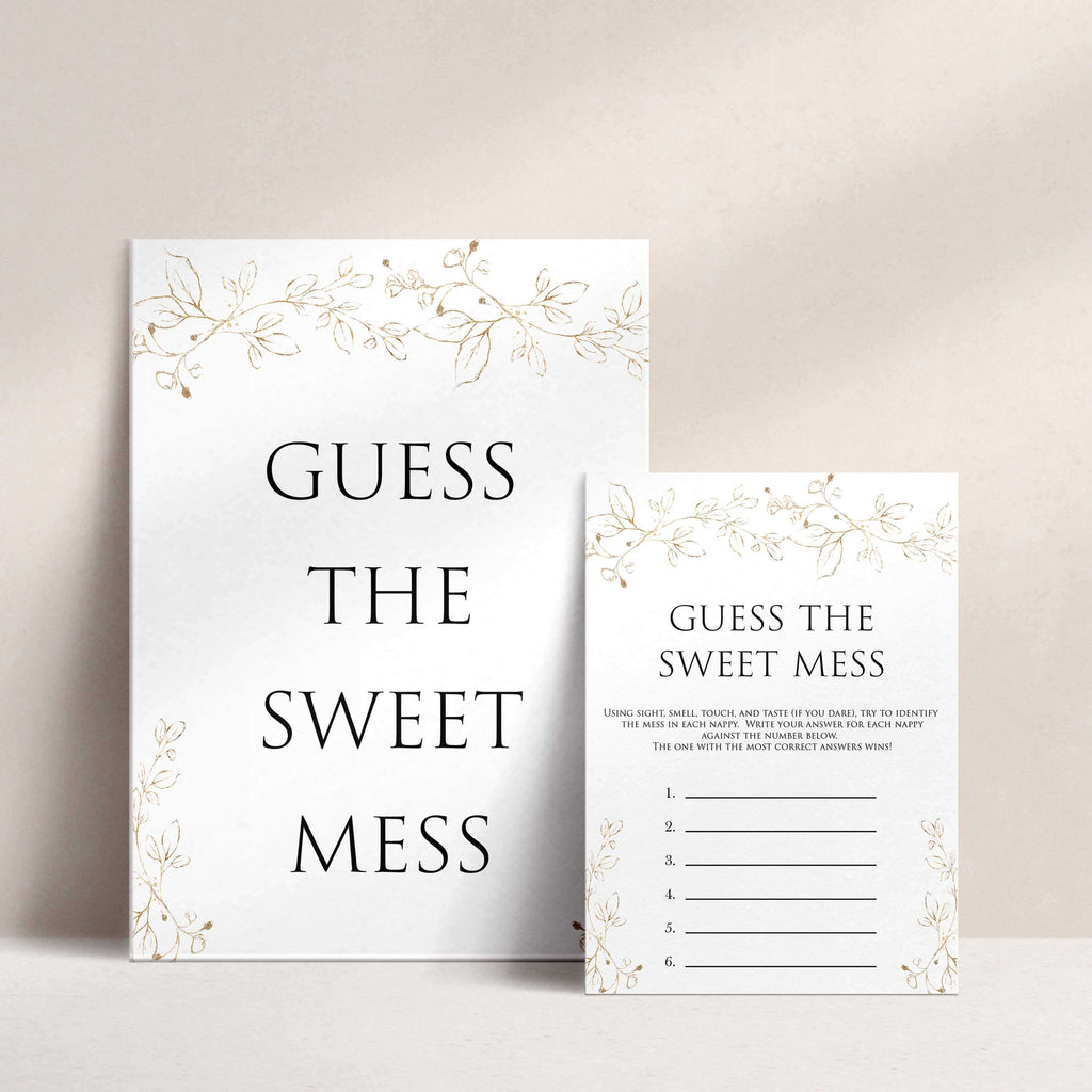 Guess The Sweet Mess - Gold Leaf Printable Baby Shower Games ...