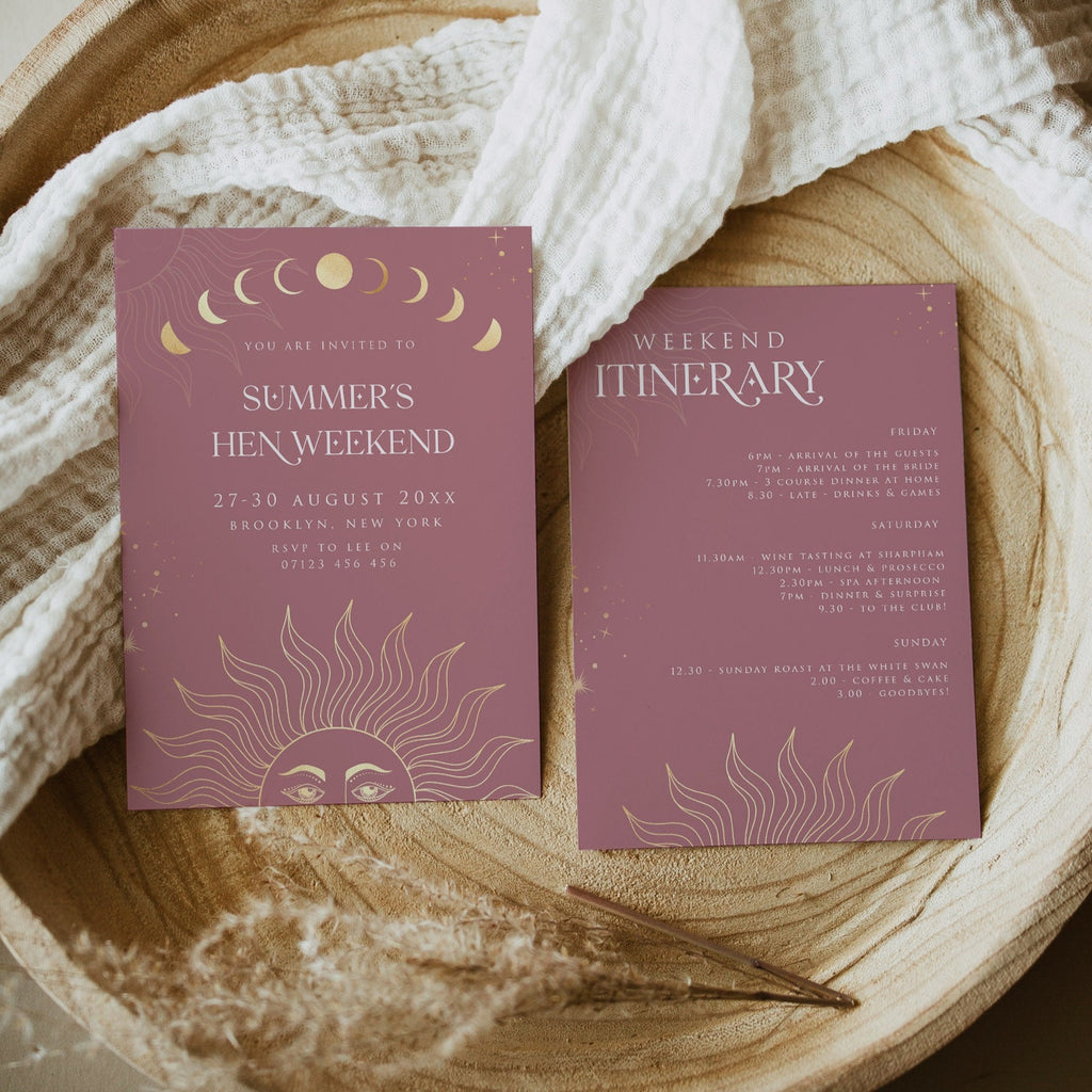 Hen Party Weekend Invitation | Celestial Bridal Shower Collection ...