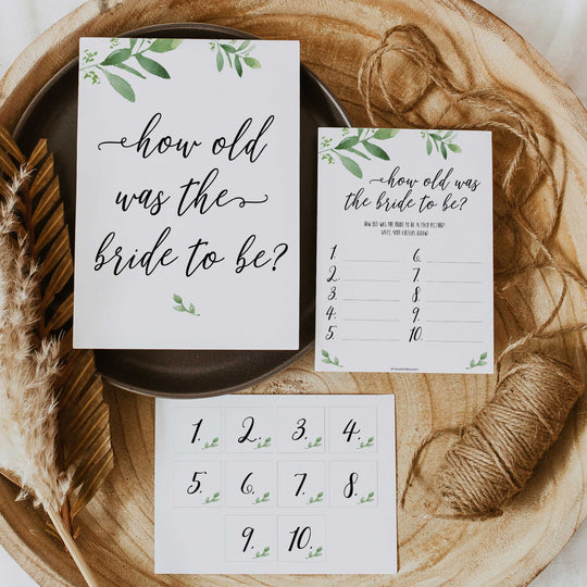How Old was the Bride Game | Shop Printable Bridal Shower Games ...