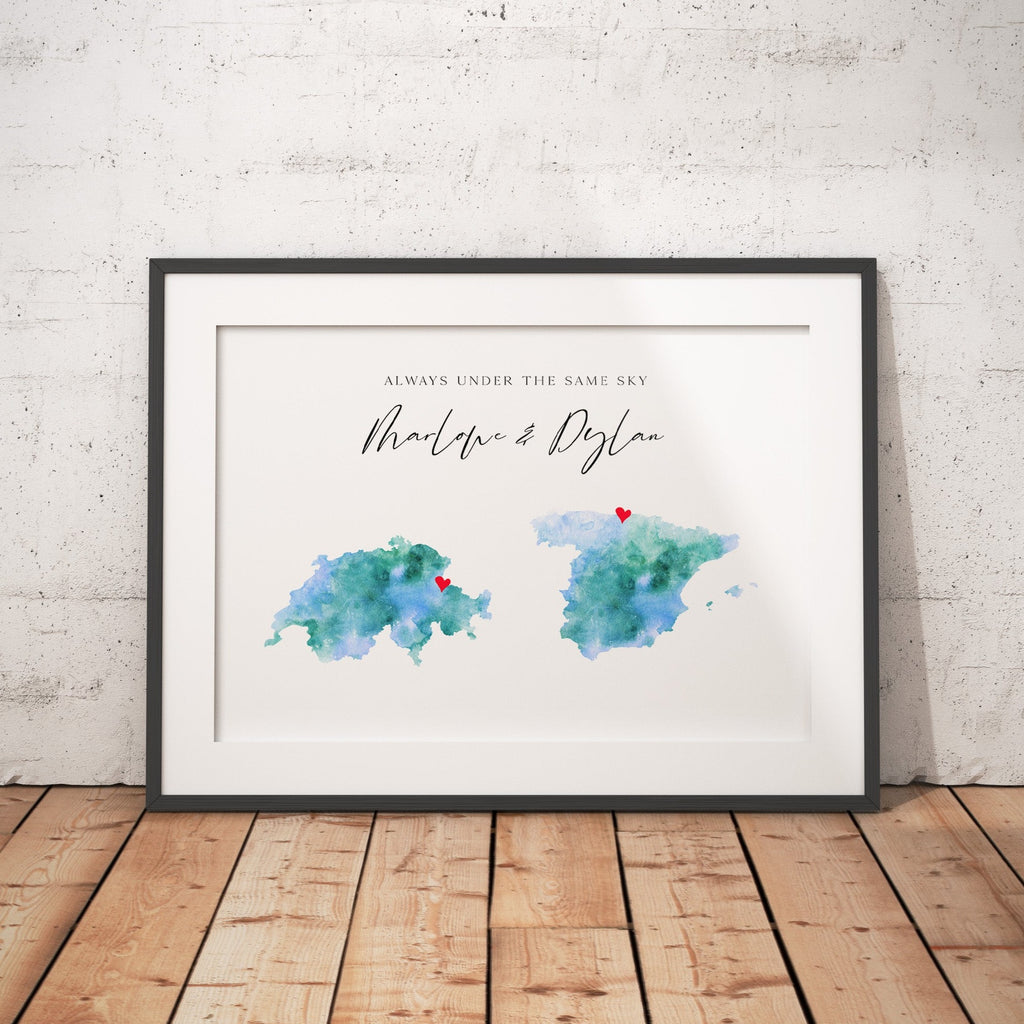 Long Distance Relationship Map Printable - Couples Gifts ...