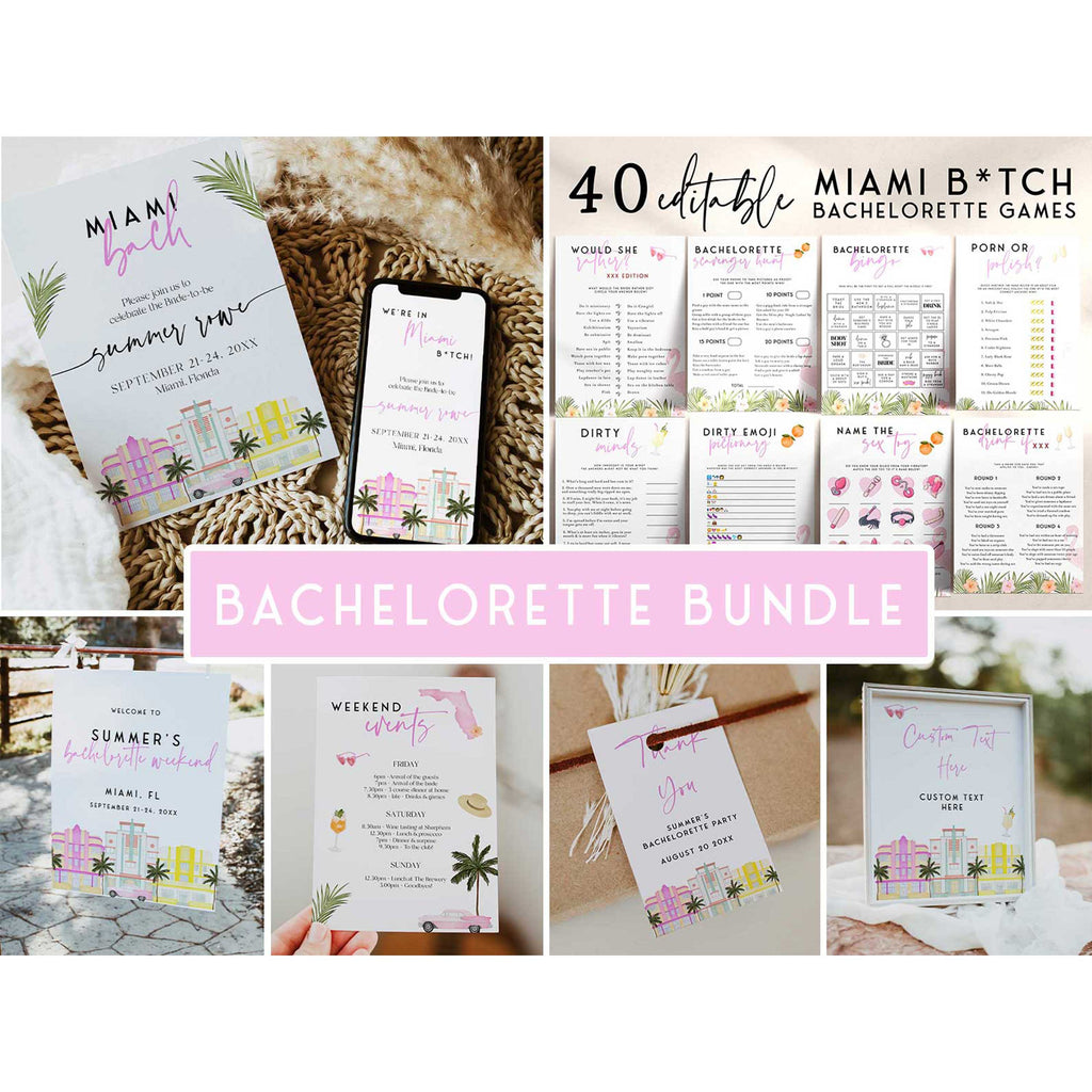 Miami Themed Bachelorette Party Bundle - Miami Bachelorette ...