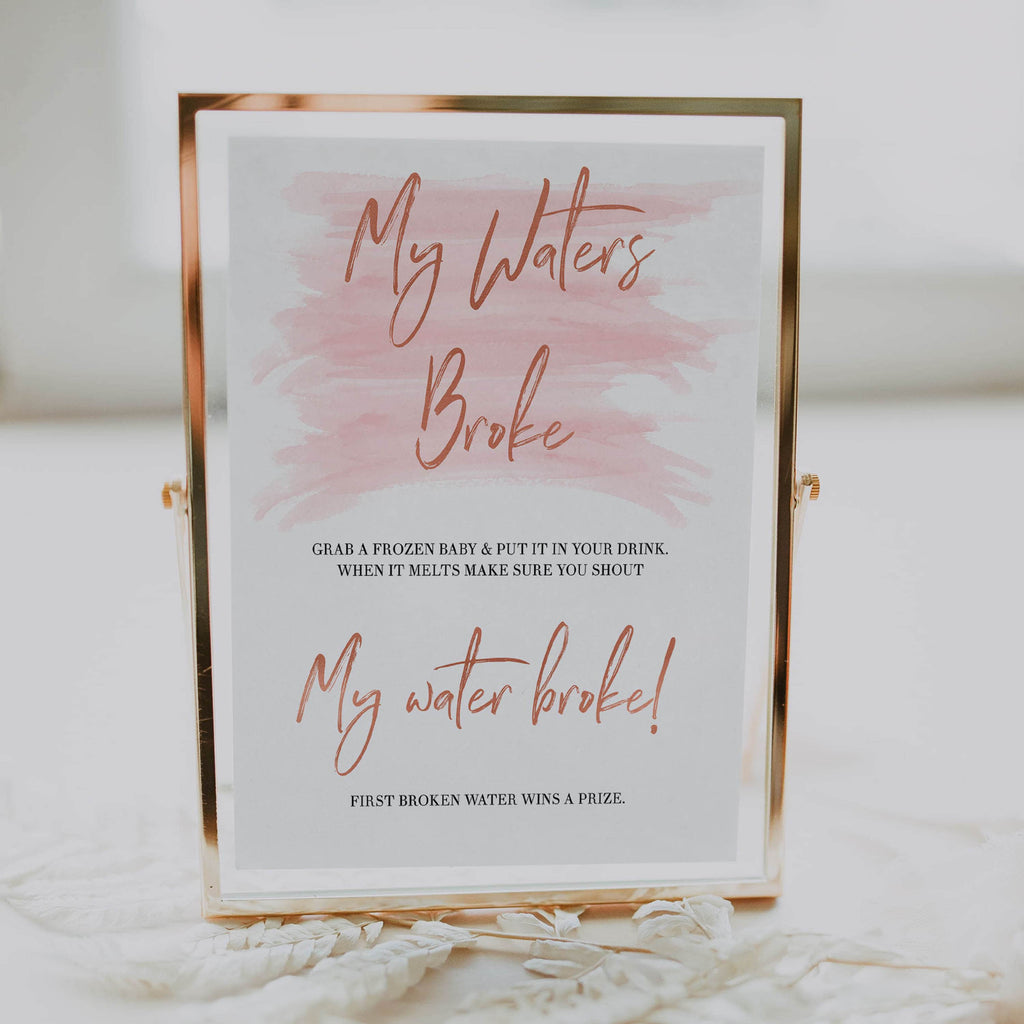 My Waters Broke Baby Shower Game - Pink Swash Printable Baby Games ...