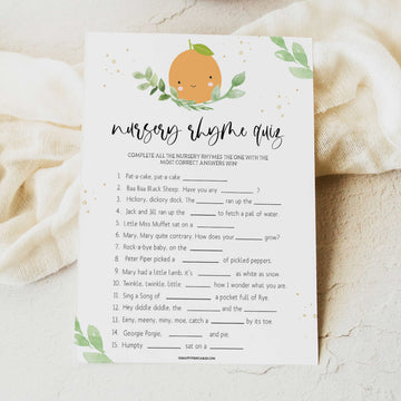 Nursery Rhyme Quiz Game - Little Cutie Printable Baby Shower Games ...