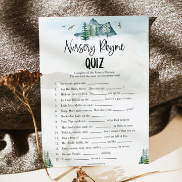 Nursery Rhyme Quiz Game - Adventure Awaits Printable Baby Shower Games ...