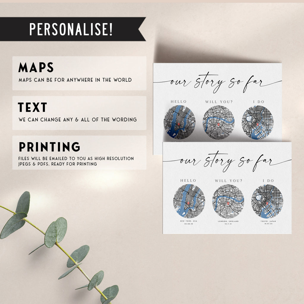Hello, Will You, I Do Custom Map Printable - Couples Gifts – OhHappyPrintables