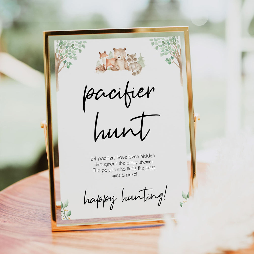 Pacifier Hunt - Woodland Animals Printable Baby Shower Games ...