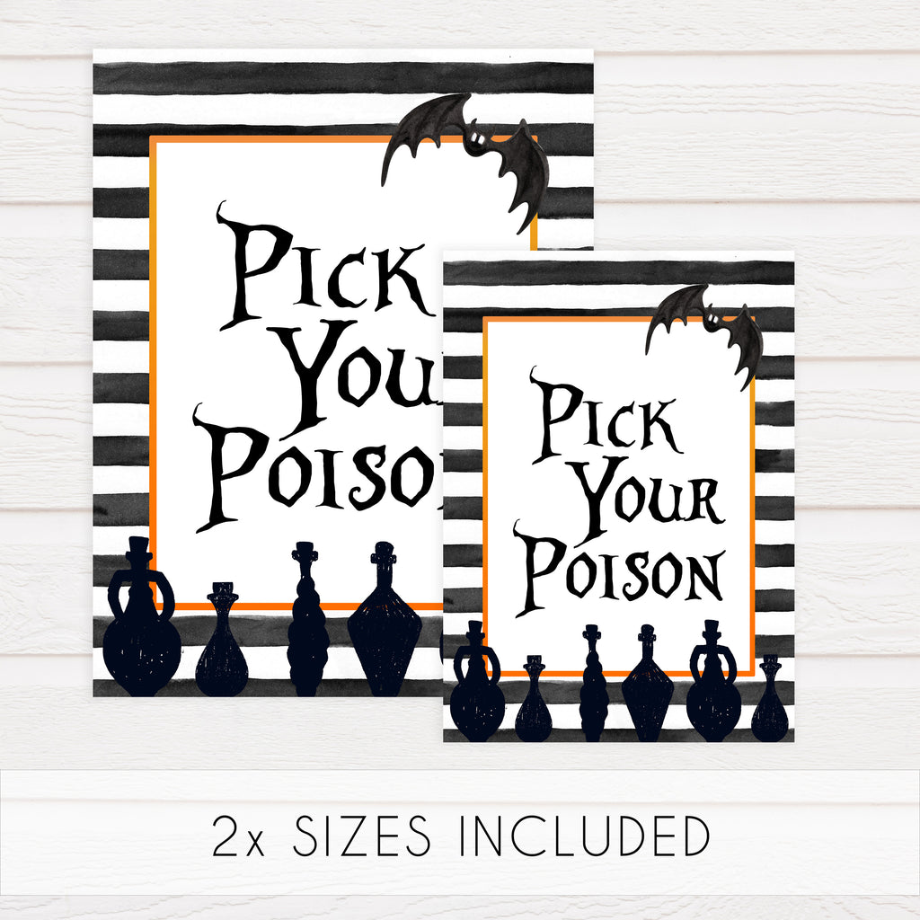 Pick Your Poison Table Sign | Halloween Table Signs – OhHappyPrintables