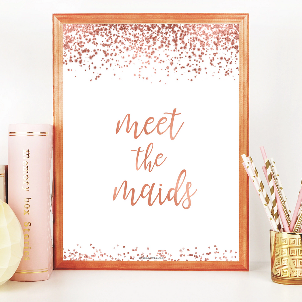 Meet the Maids Bridal Shower Sign | Printable Rose Gold Signs ...