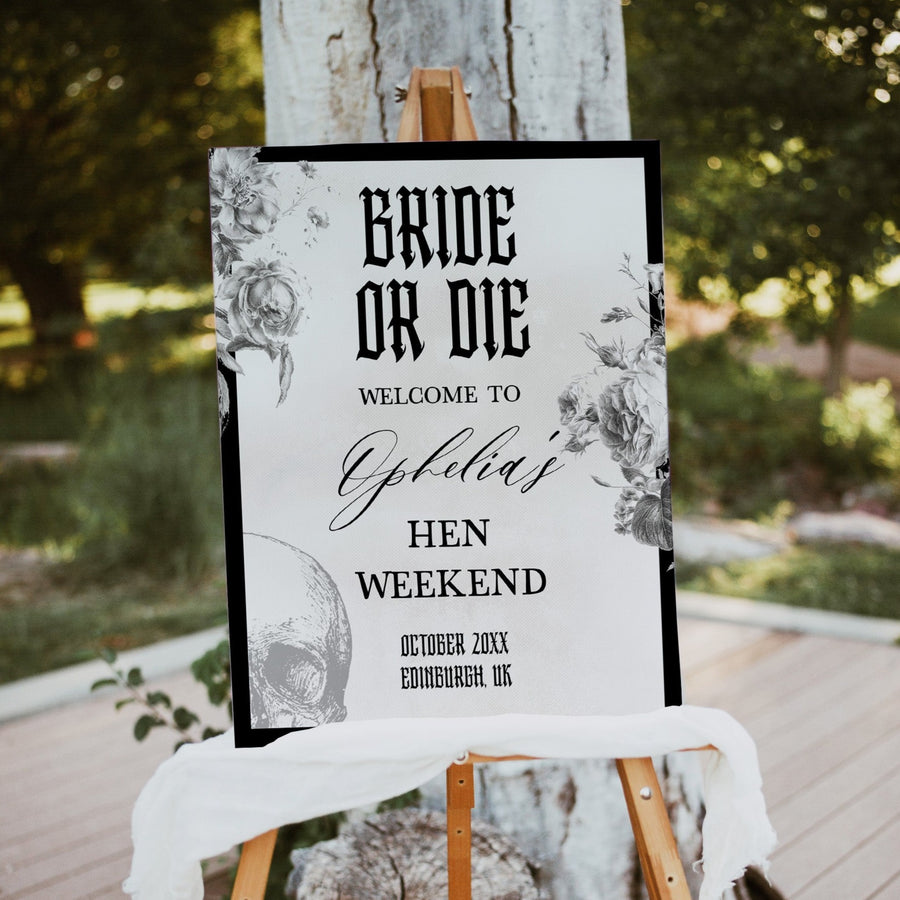 Hen Party Weekend Welcome Sign - Bride or Die Printable Games ...