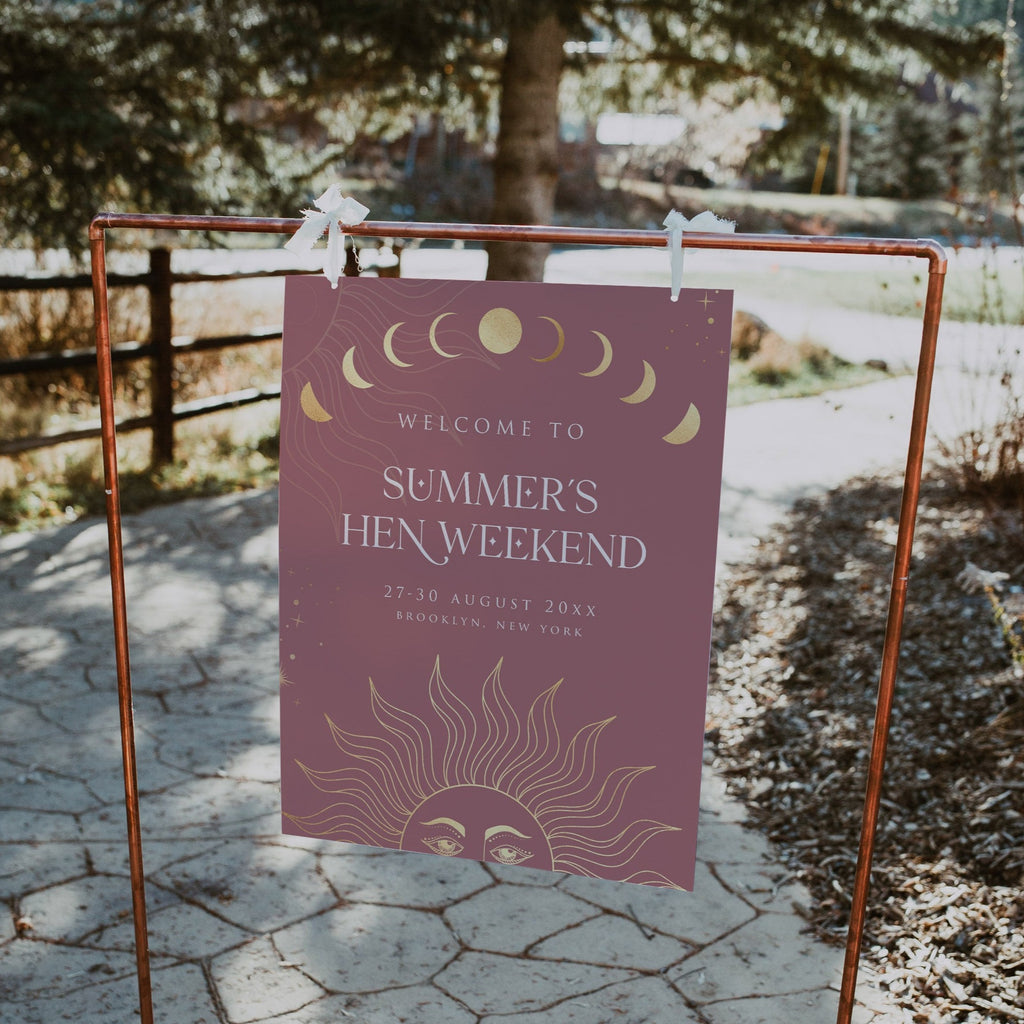 Hen Weekend Welcome Sign - Celestial Bridal Shower Collection ...
