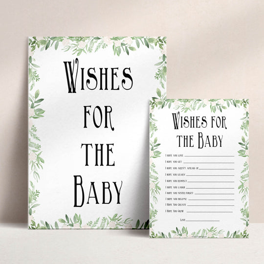 Wishes For The Baby - Greenery Printable Baby Shower Games ...